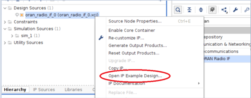 ORAN simulation example design - How to use the IP example design to ...