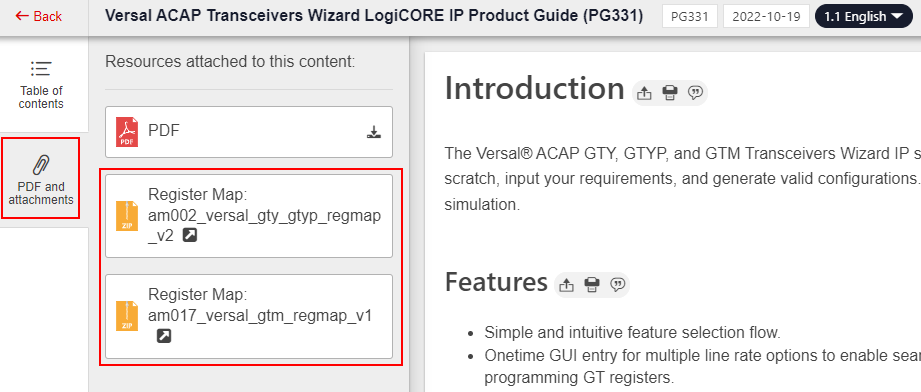 000034474 - Versal GTY/GTYP/GTM Attributes / Register Map