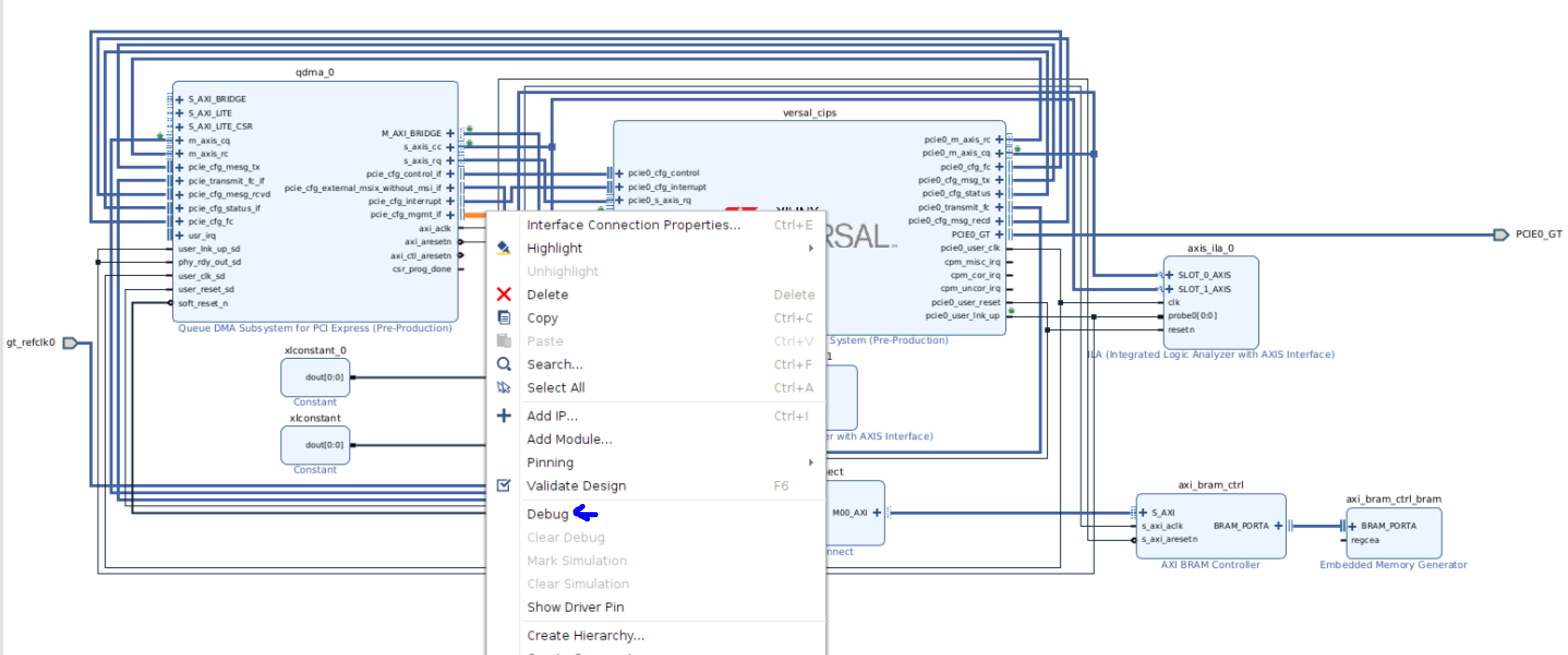 Generating a PL PCIE based QDMA Subsystem for PCI Express in the AXI ...