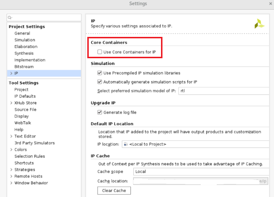 000036314 - How to enable/disable IP Core container from the Vivado GUI
