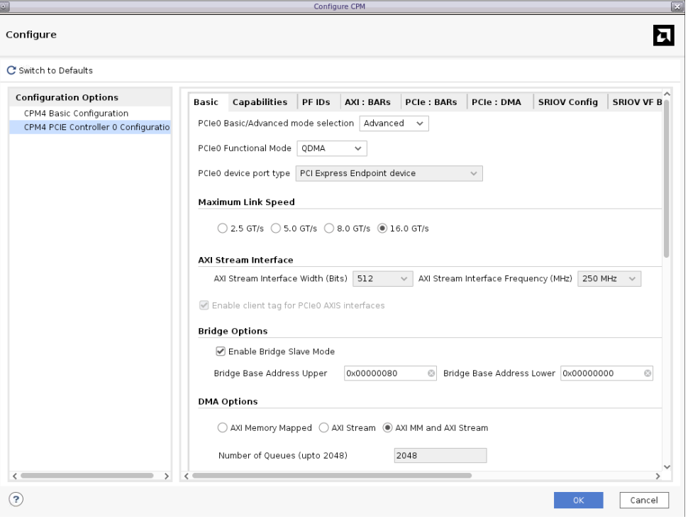 Illustrating CPM4 QDMA Bridge Slave Mode AXI to PCIe Address ...
