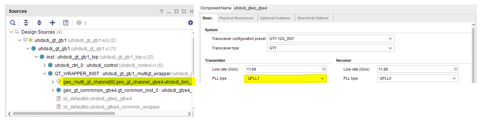 75650 - UHD-SDI GT v2.0 –Why is the QPLL1 used when the QPLL0 is ...