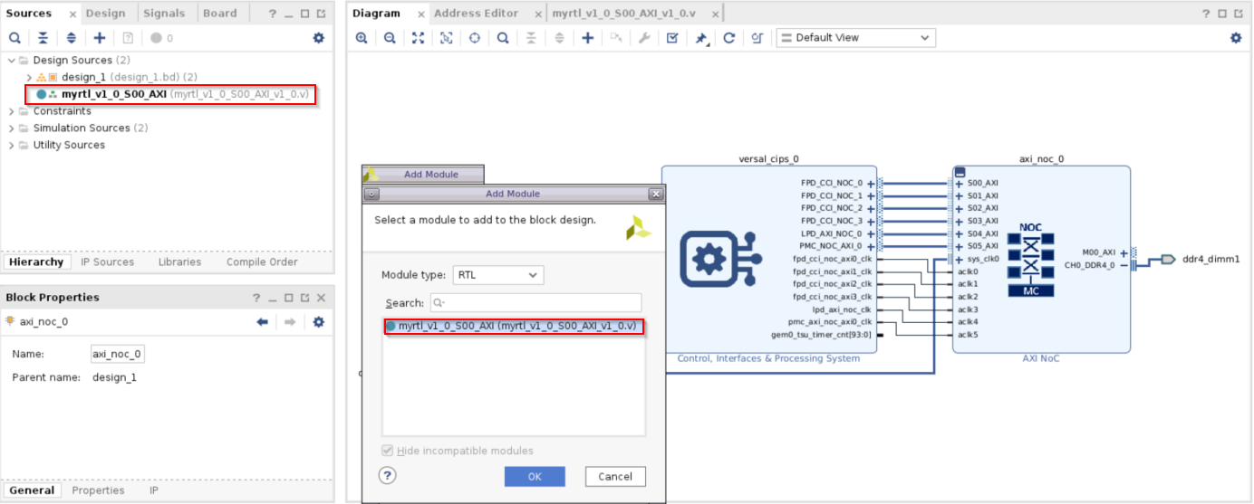 Versal - Options when Connecting RTL to the NoC