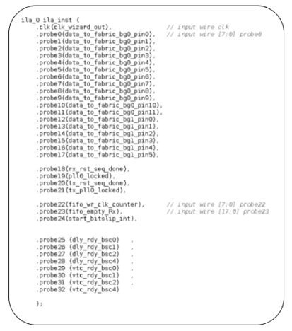 HSSIO 8-bit base loopback design example for a KCU105 board