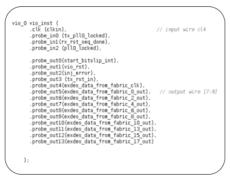 HSSIO 8-bit base loopback design example for a KCU105 board