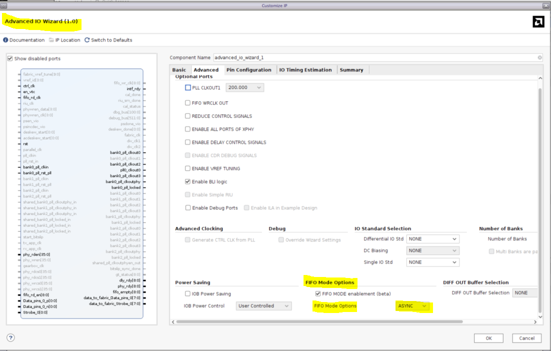 000035996 - Versal, Vivado 2023.2 - Advanced IO Wizard - FIFO MODE Enablement Options disappear
