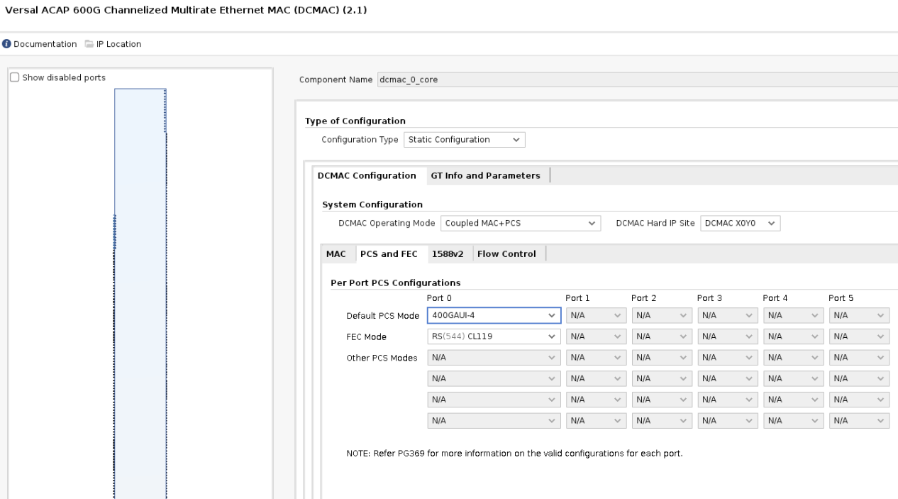 DCMAC even or odd active lane selection when GTM line rate is 106.25 Gb/s.