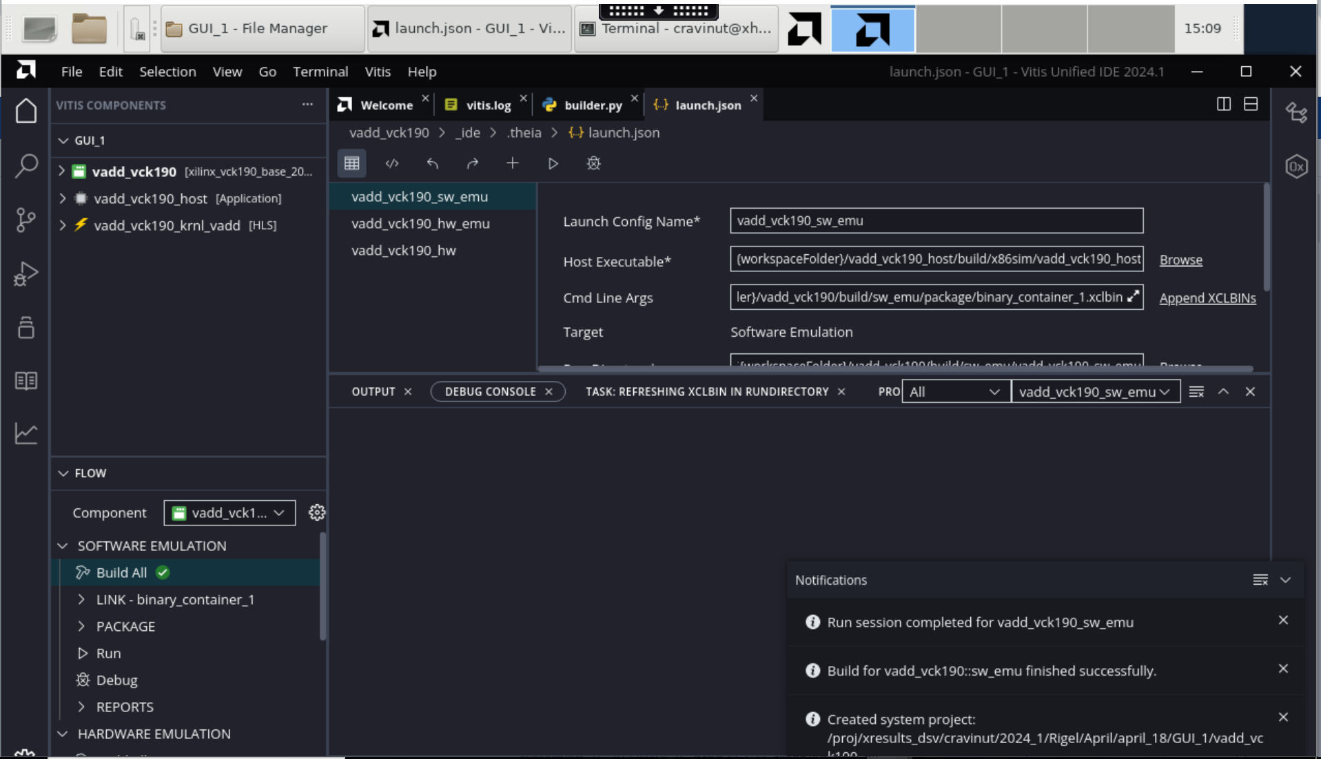 000036637 - Vitis Unified IDE 2024.1 - Issue with running sw_emu for ...