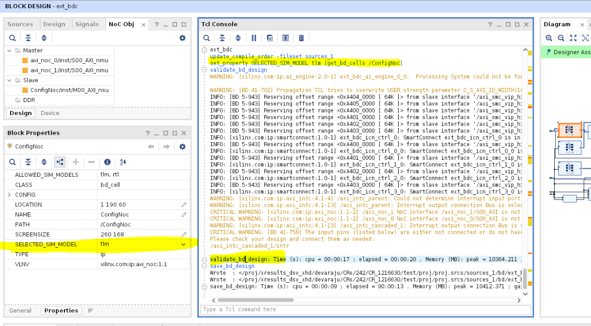 000037024 - 执行 read_bd 命令后，AXI_NOC 仿真模式从 TLM 改为 RTL