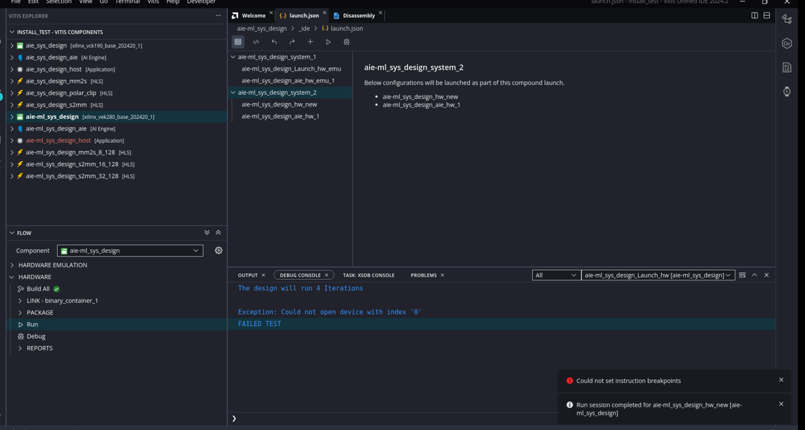 000037170 - Vitis Unified IDE 2024.2 - Debug of AIE-ML Template in hardware is failing