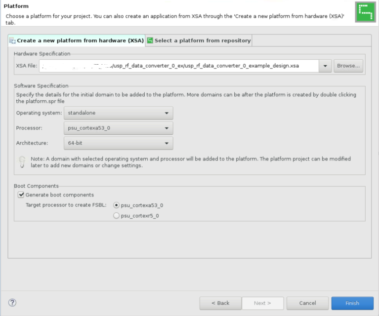 RFDC Application Flows - xrfdc_read_write_example on ZCU208 board with Vitis Classic and Vitis IDE