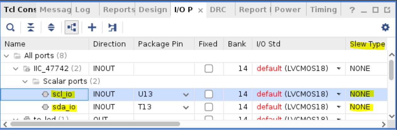 000034965 - Vivado 2022.2 - Why is SLEW_TYPE = NONE in I/O Report?