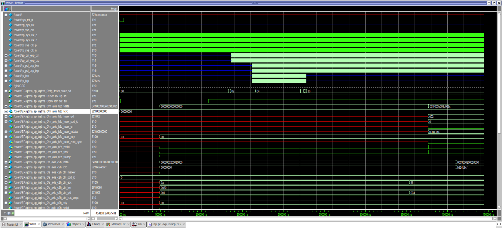 Running the Versal QDMA Subsystem for PCI Express IP Example Design Simulation in Questa ...