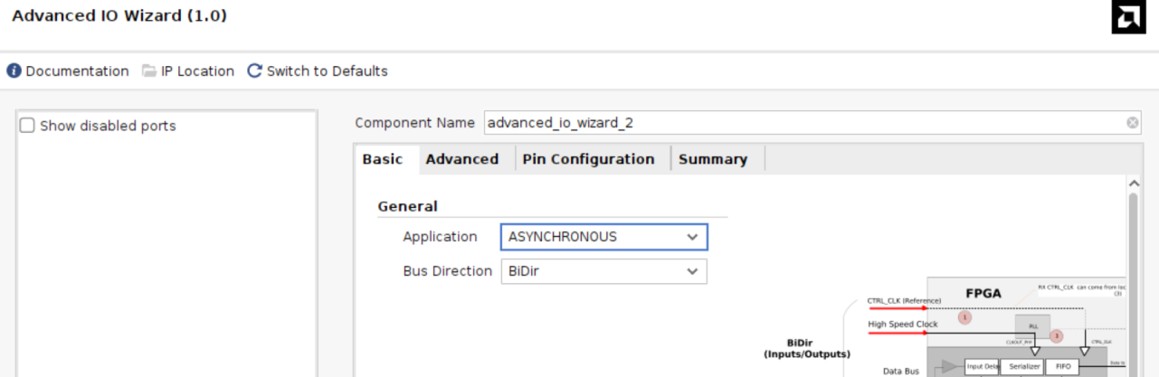 000037322 - 2024.2 Advanced IO Wizard - Asynchronous Bidirectional mode ...