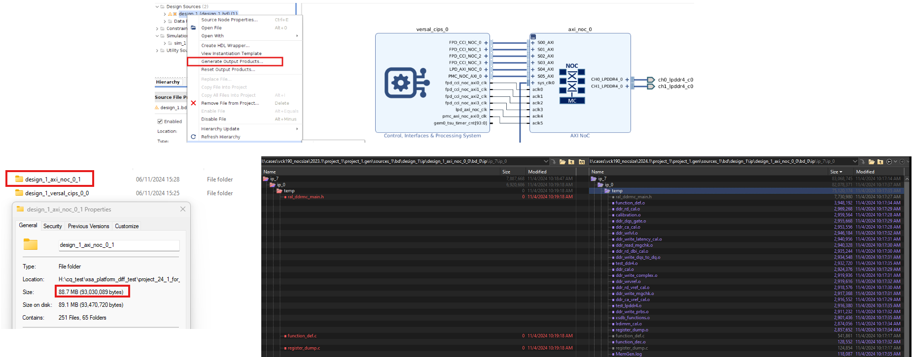 000037083 - Vivado 2024.1 - Increase in memory size observed in AXI NoC ...