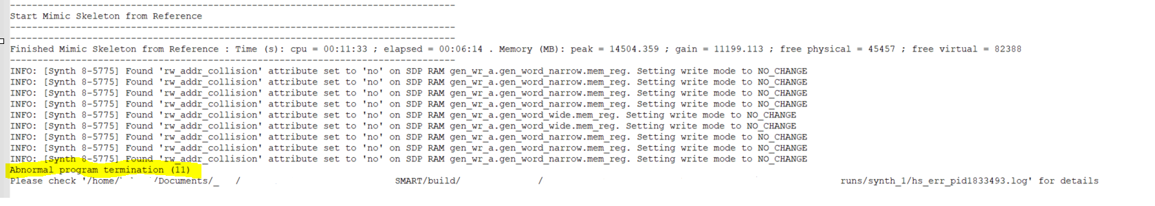 Vivado Synthesis Crash Debugging Guide
