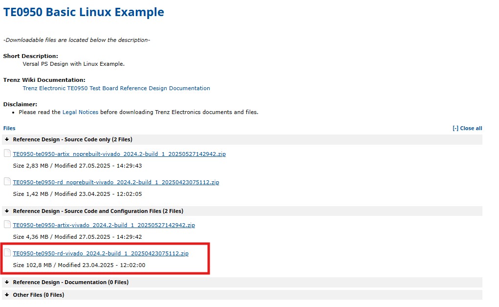 01 Getting Started with the Trenz TE0950 Board