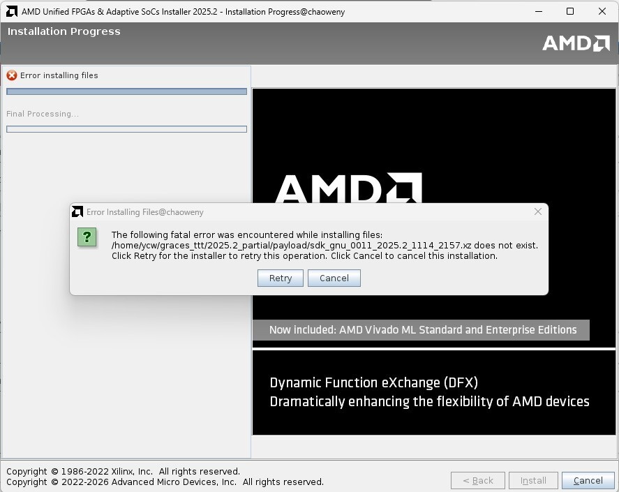 000039945 - Vitis 2025.2 Unified Web Installer: files missing from ...